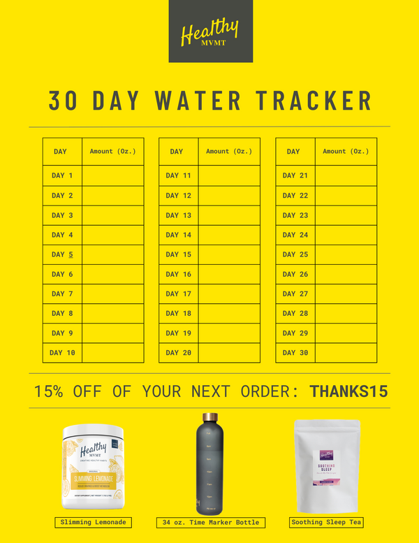30 Day Water Tracker (Printable PDF) – HealthyMVMT